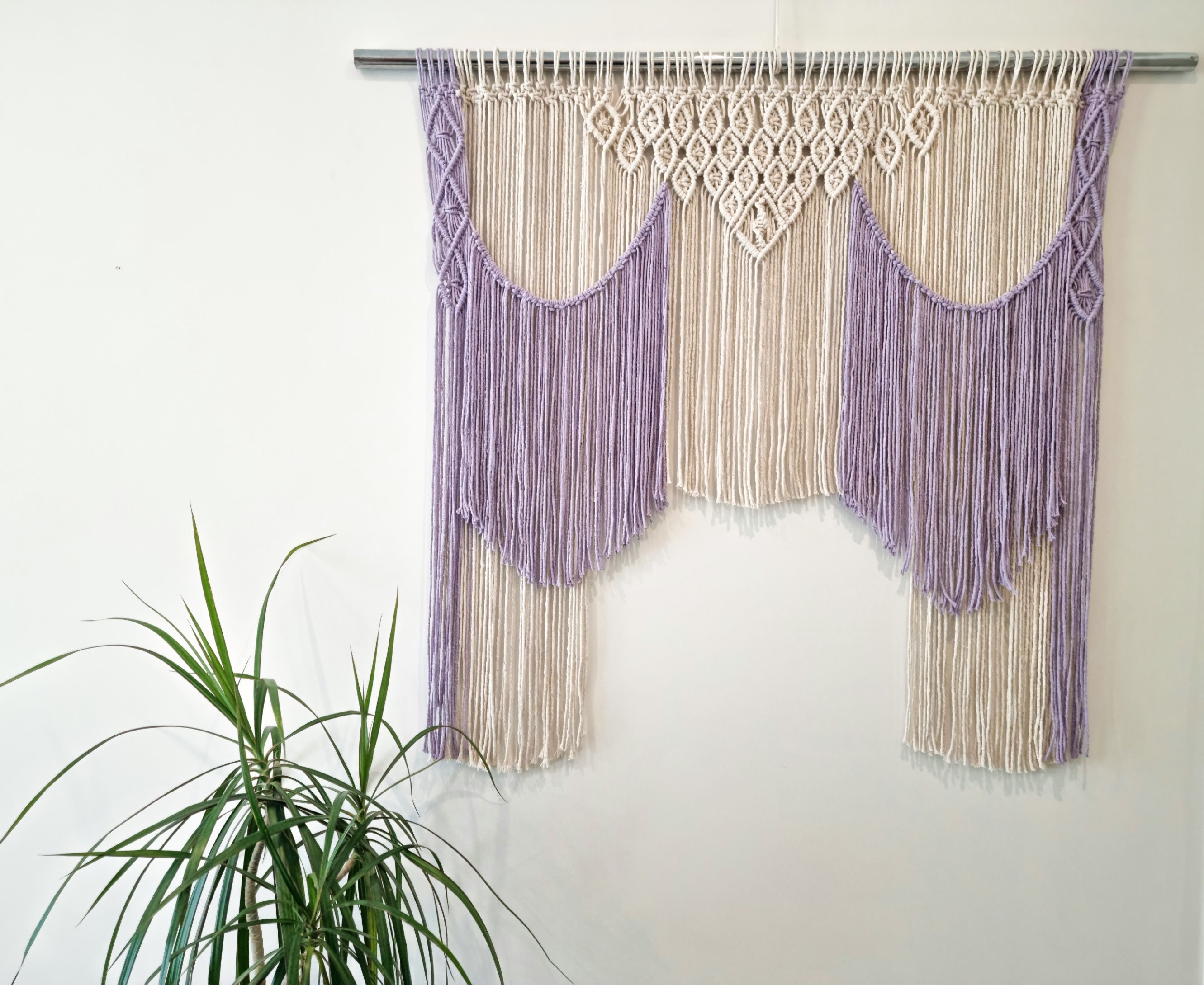 Dual Color Macrame Curtain / Wall Hanging / Macrame Bohemian Curtain ...