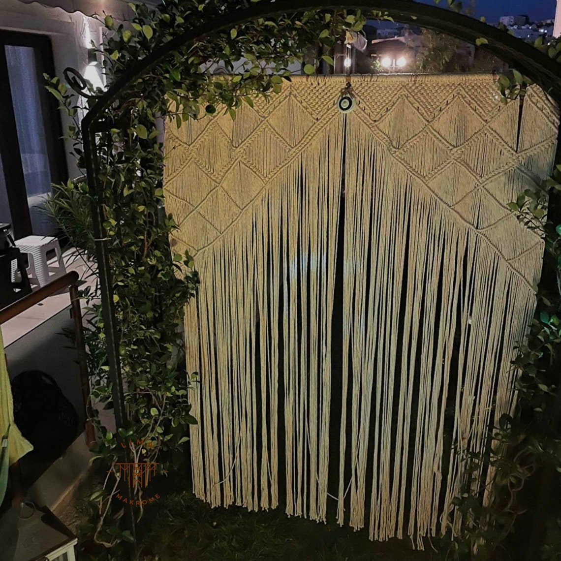 Macrame Curtain, Macrame Bohemian Curtains, Macrame Window Curtain ...