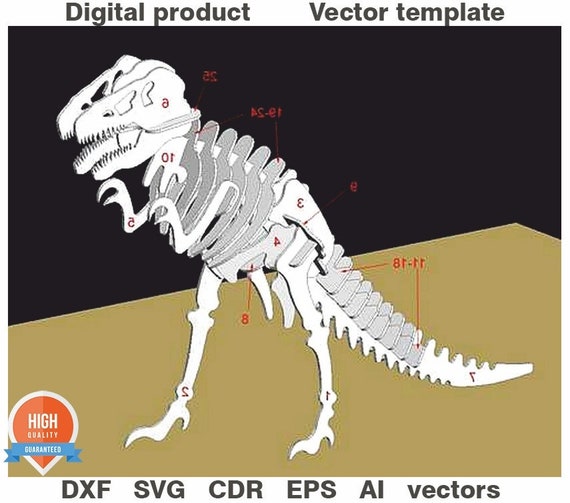 Laser cut Files SVG DXF CDR vector plans files Instant download T-Rex ...