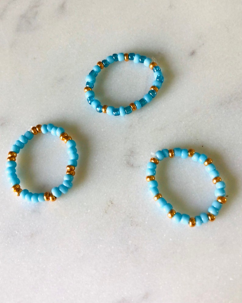 Dainty Seed Bead Ring Set-custom Colorful Beaded Rings - Etsy