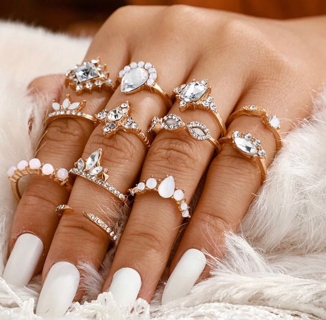 12 Piece Boho Bling Ring Set Stackable Blog Rings Boho - Etsy