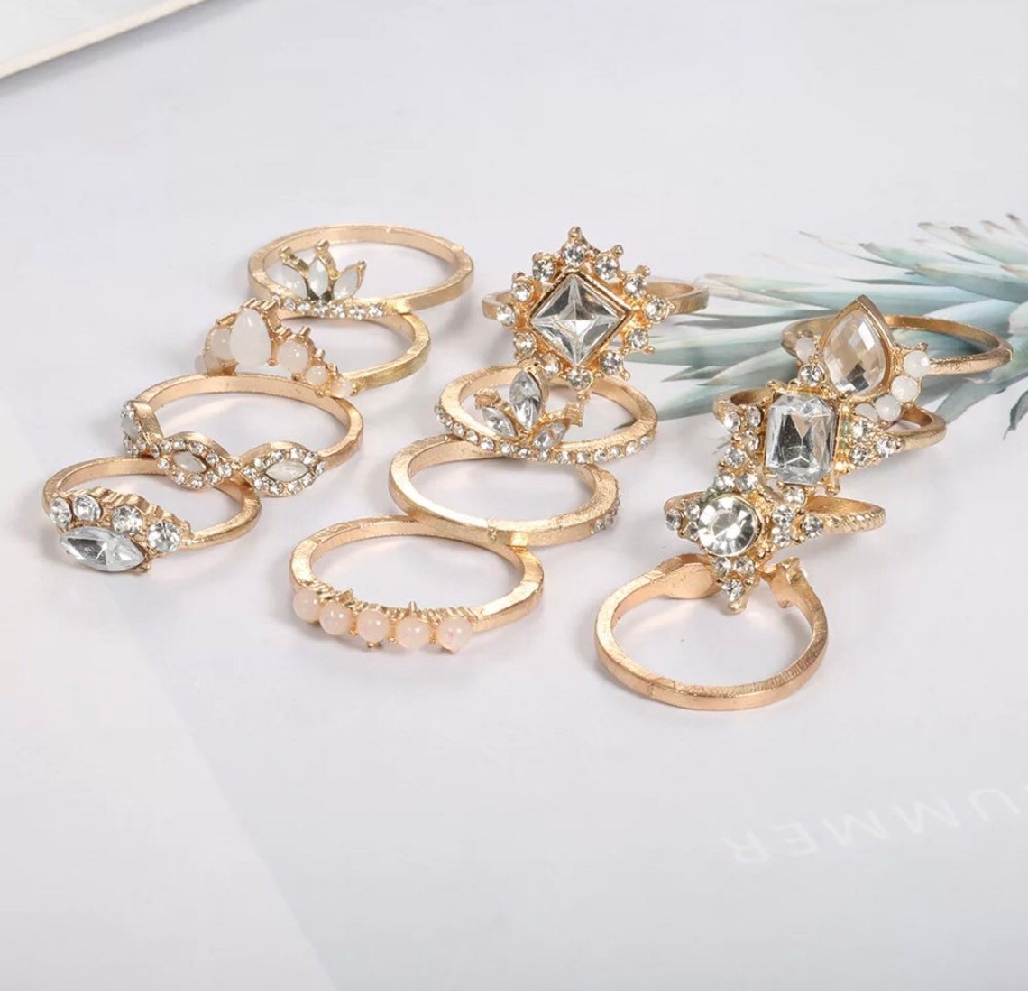 12 Piece Boho Bling Ring Set Stackable Blog Rings Boho - Etsy