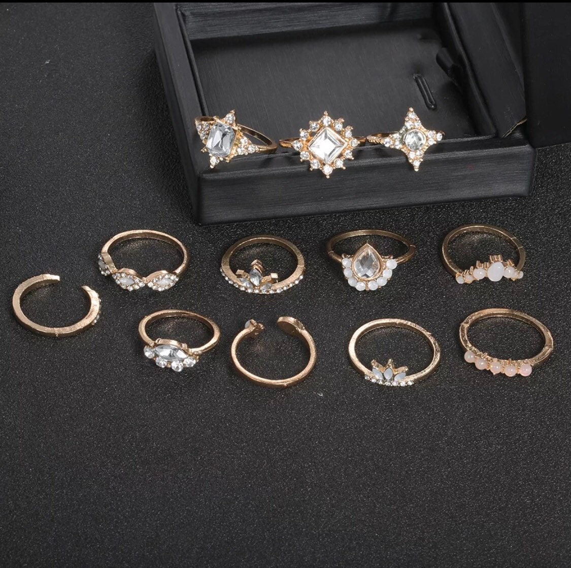 12 Piece Boho Bling Ring Set Stackable Blog Rings Boho - Etsy