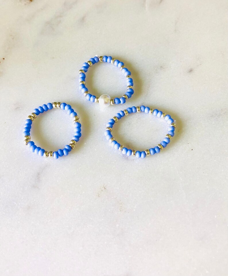 Dainty Seed Bead Ring Set-custom Colorful Beaded Rings - Etsy