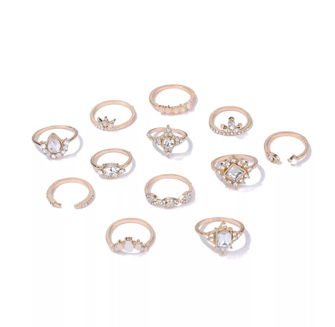 12 Piece Boho Bling Ring Set Stackable Blog Rings Boho - Etsy
