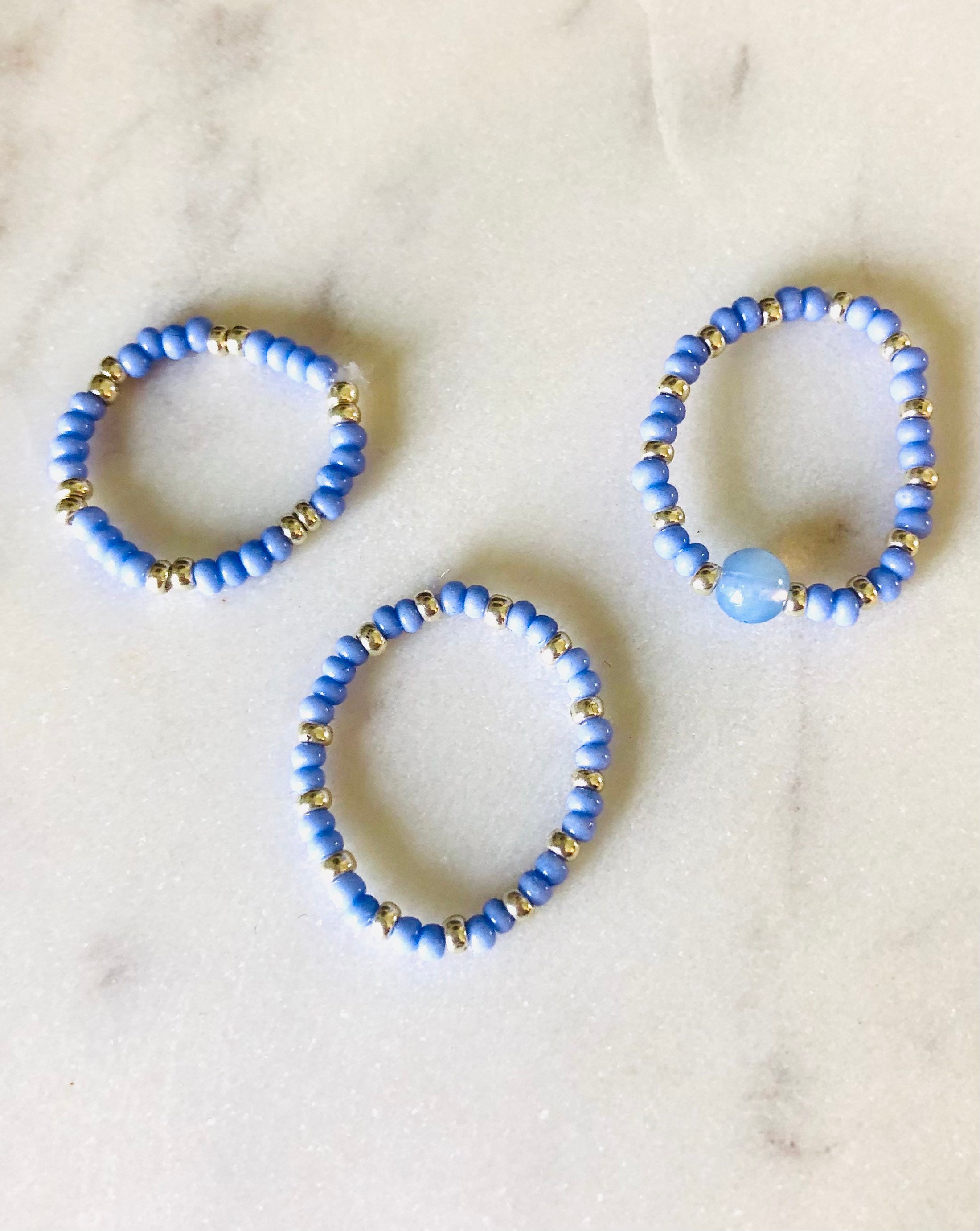 Dainty Seed Bead Ring Set-custom Colorful Beaded Rings - Etsy