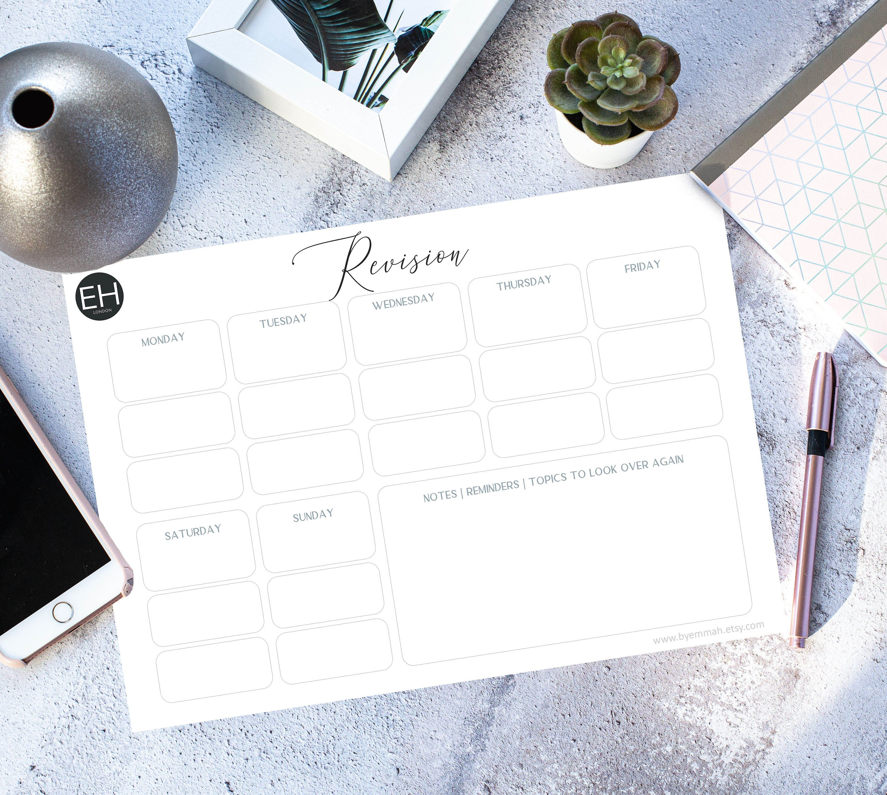 PRINTABLE REVISION Planner | A4 Weekly Revision Timetable | GCSE A ...