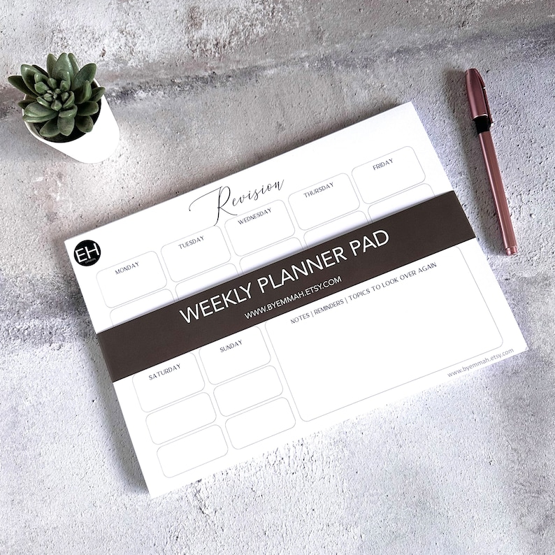 REVISION PLANNER A4 Weekly Revision Planner Pad GCSE A Level Revision Study Planner Weekly ...