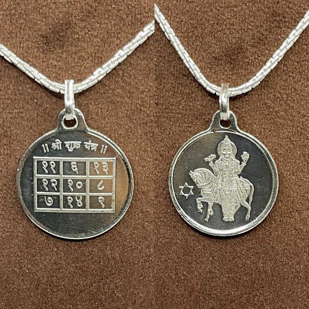 Silver Shukra Locket Yantra With Silver Chain - Etsy