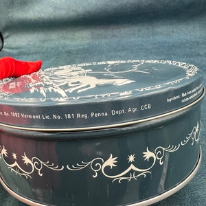 Vintage Tin Fruit Cake Tin Shirley Jean Blue Embossed White Horse and ...