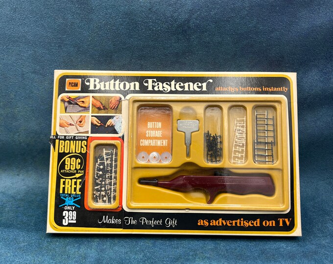 Vintage PICAM Button Fastener Set as Advertised on TV Made in USA 1972 ...