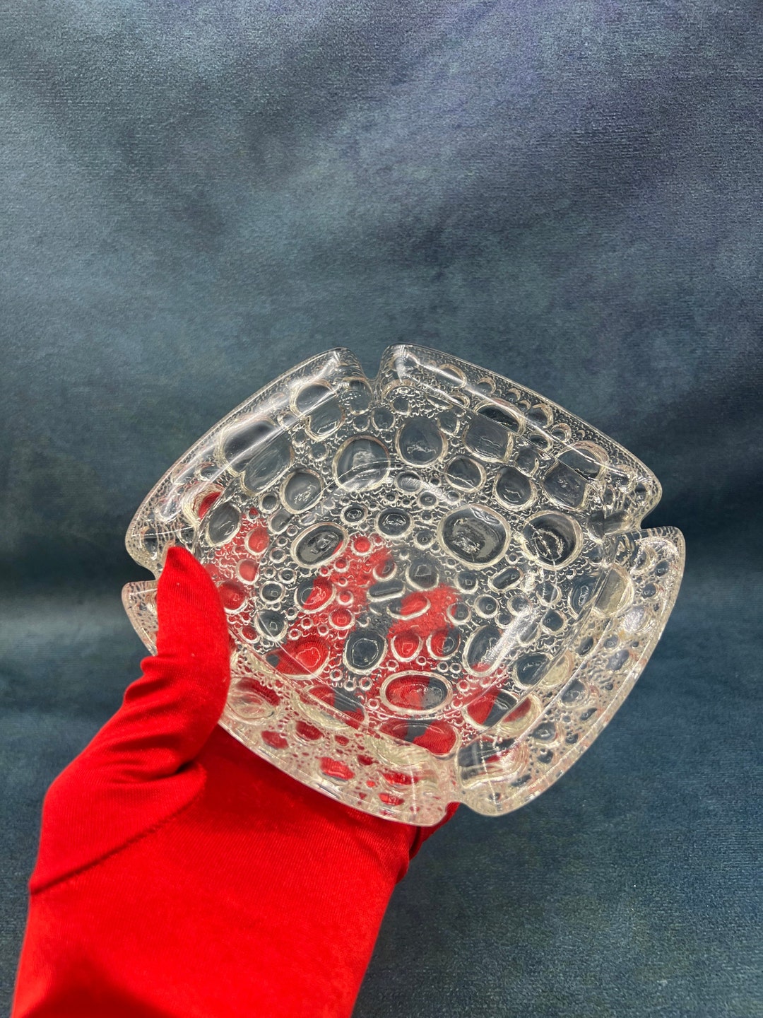 Vintage Ashtray Bubble Peddle Glass Clear Mid Century Modern - Etsy