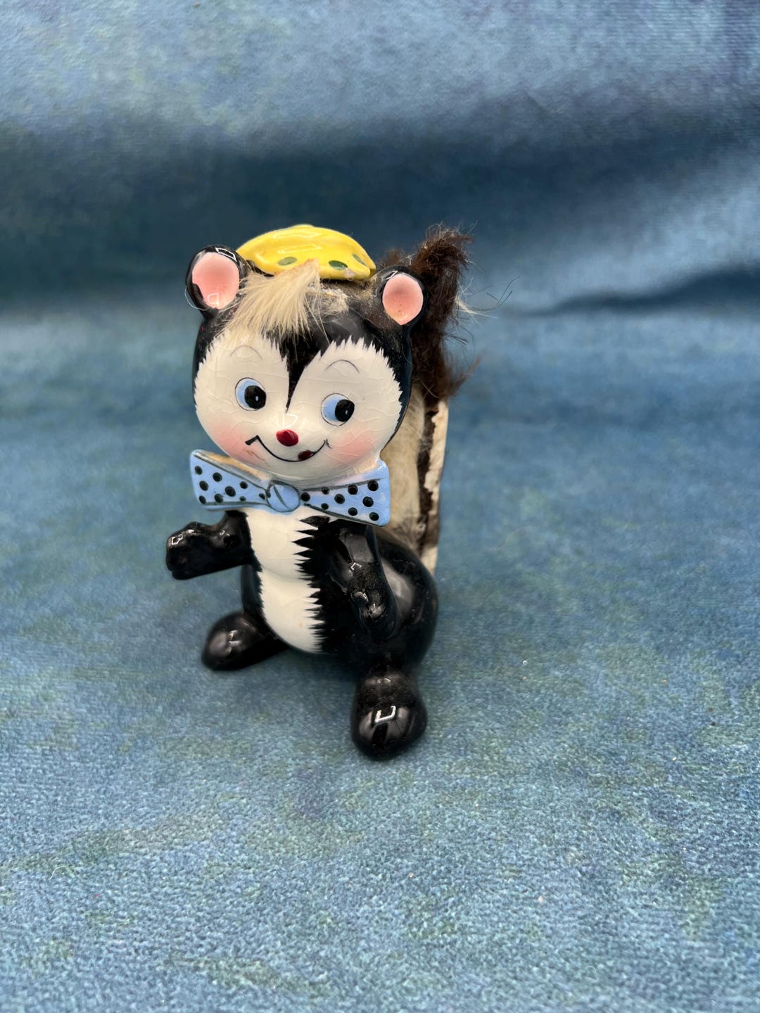 Vintage Skunk Figurine With Fur Anthropomorphic Ucagco Japan Free ...