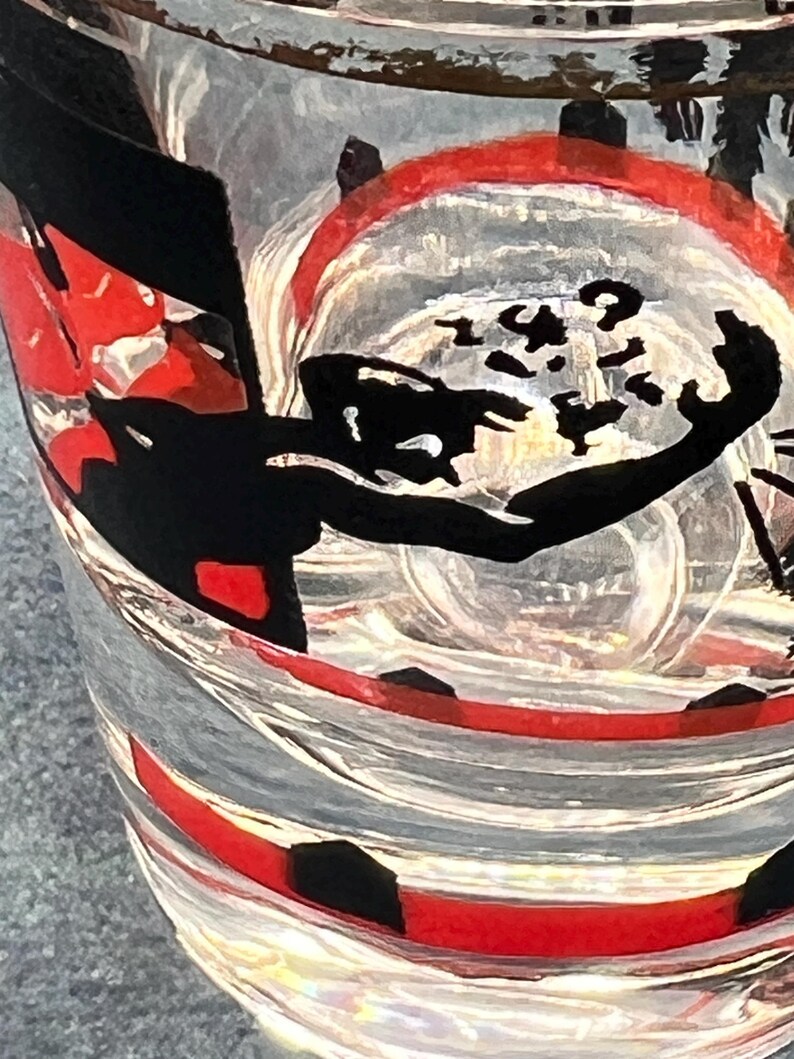 Vintage 40s Black Cat Fight Glass Good Luck Novelty Shot Glass Jigger ...