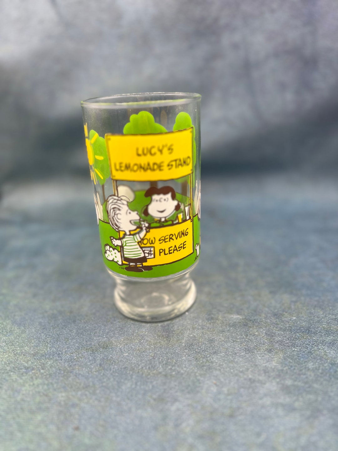 Vintage Peanuts Lucys Lemonade Stand 6 Inch Glass - Etsy