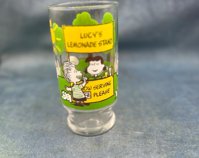 Vintage Peanuts Lucys Lemonade Stand 6 Inch Glass - Etsy