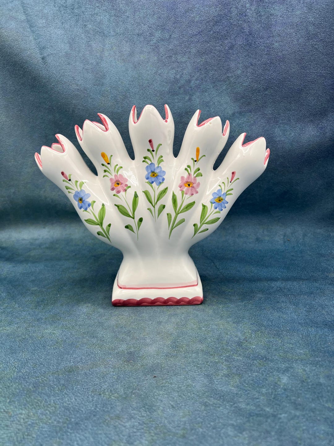 Five Finger Vase Hand Painted in Portugal Hand Fan Vase Tulip Vas Free ...