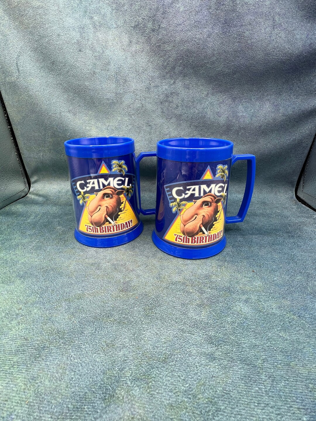Joe Camel Blue Plastic Beer Mugs Camel 75th Birthday Mugs Set of Two ...