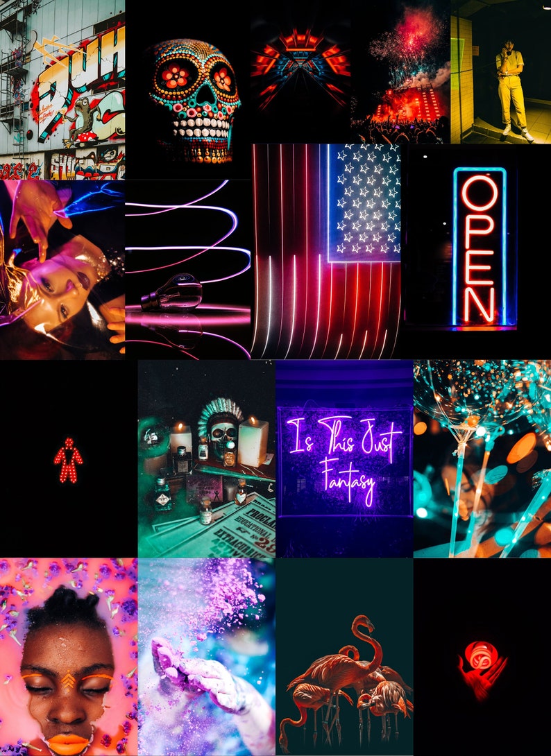 150 PC. Neon Glow Wall Collage Kit Boujee Neon Wall Collage | Etsy