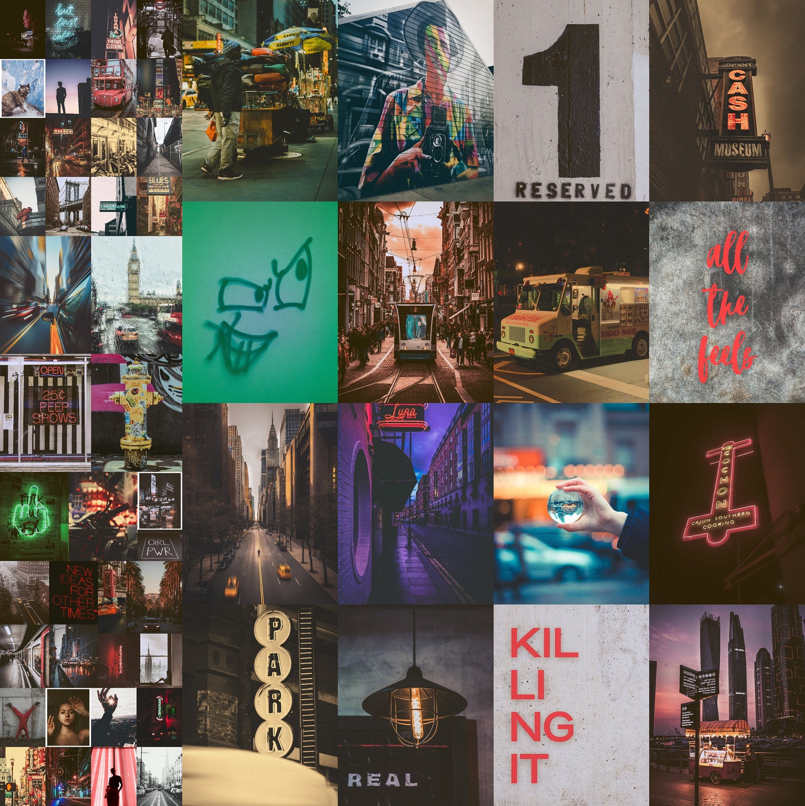 City Wall Collage Kit City Collage Kit Moody Wall Collage | Etsy