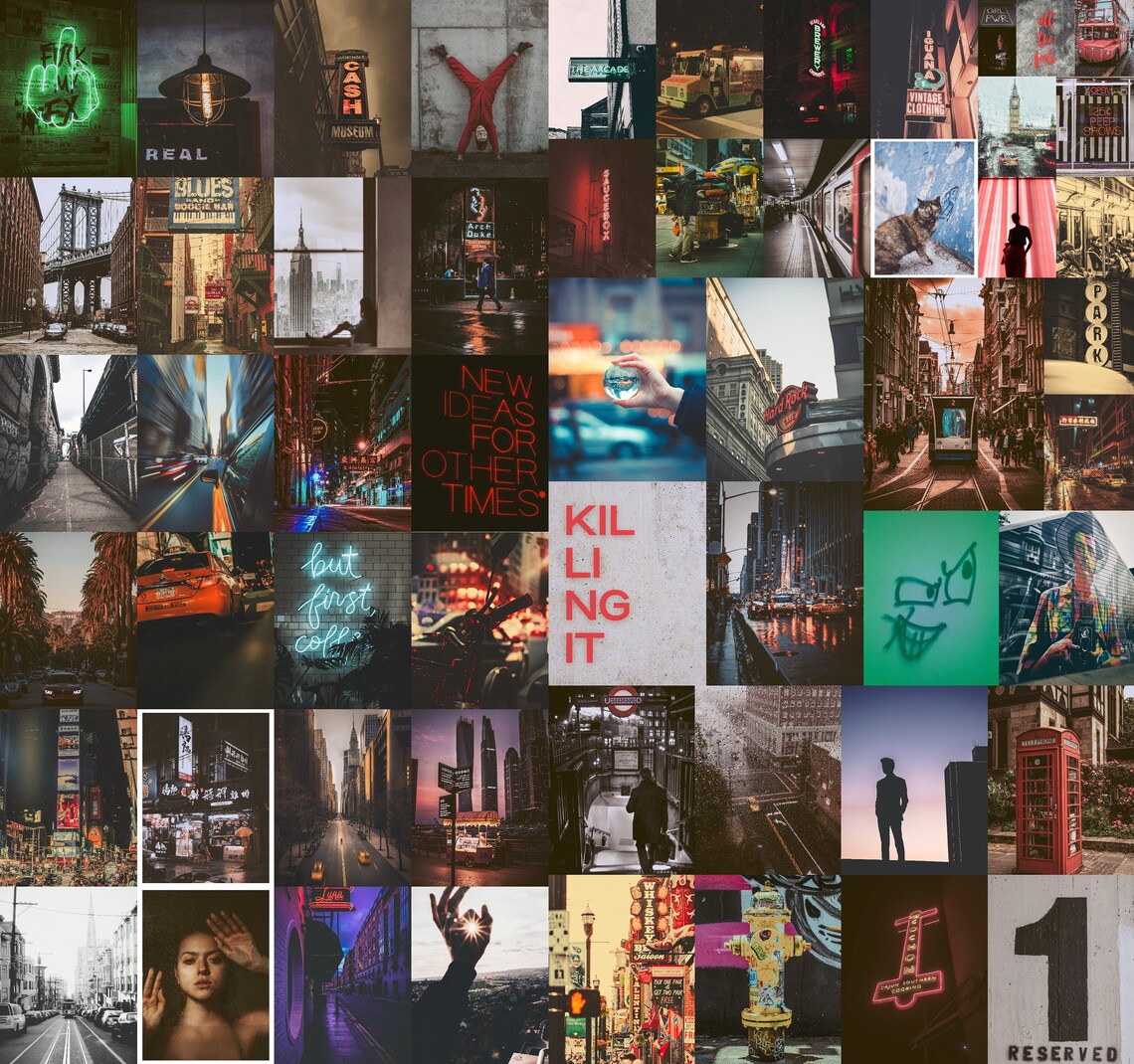 City Wall Collage Kit City Collage Kit Moody Wall Collage | Etsy