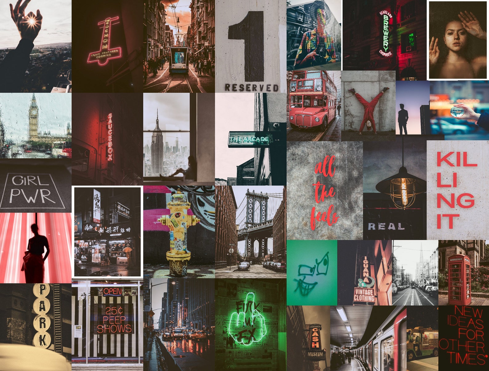 City Wall Collage Kit City Collage Kit Moody Wall Collage | Etsy