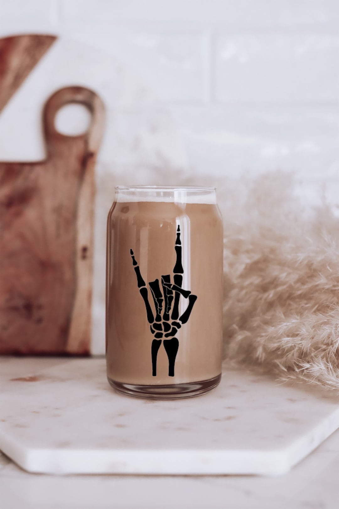 Rock On- Skeleton Hand Coffee Glass - Etsy