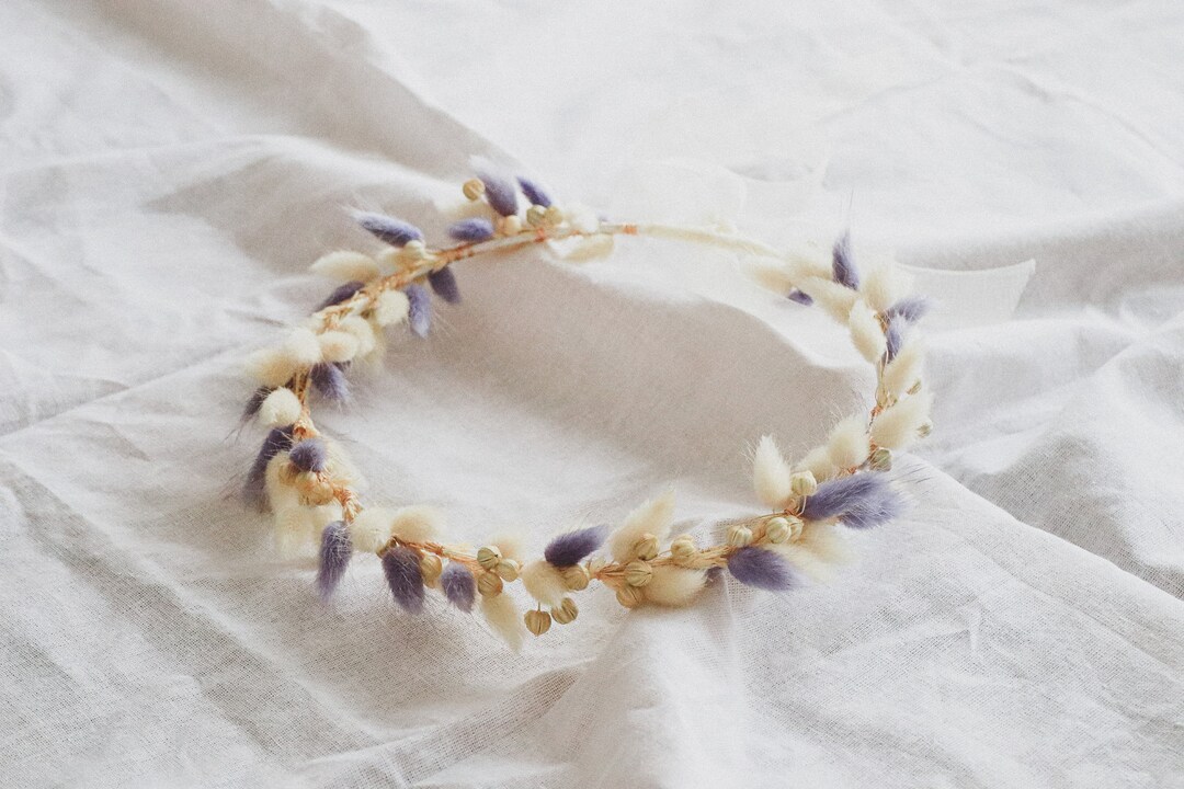 Dried Flowers Crown Bunny Tails Crown Rustic Floral Crown - Etsy