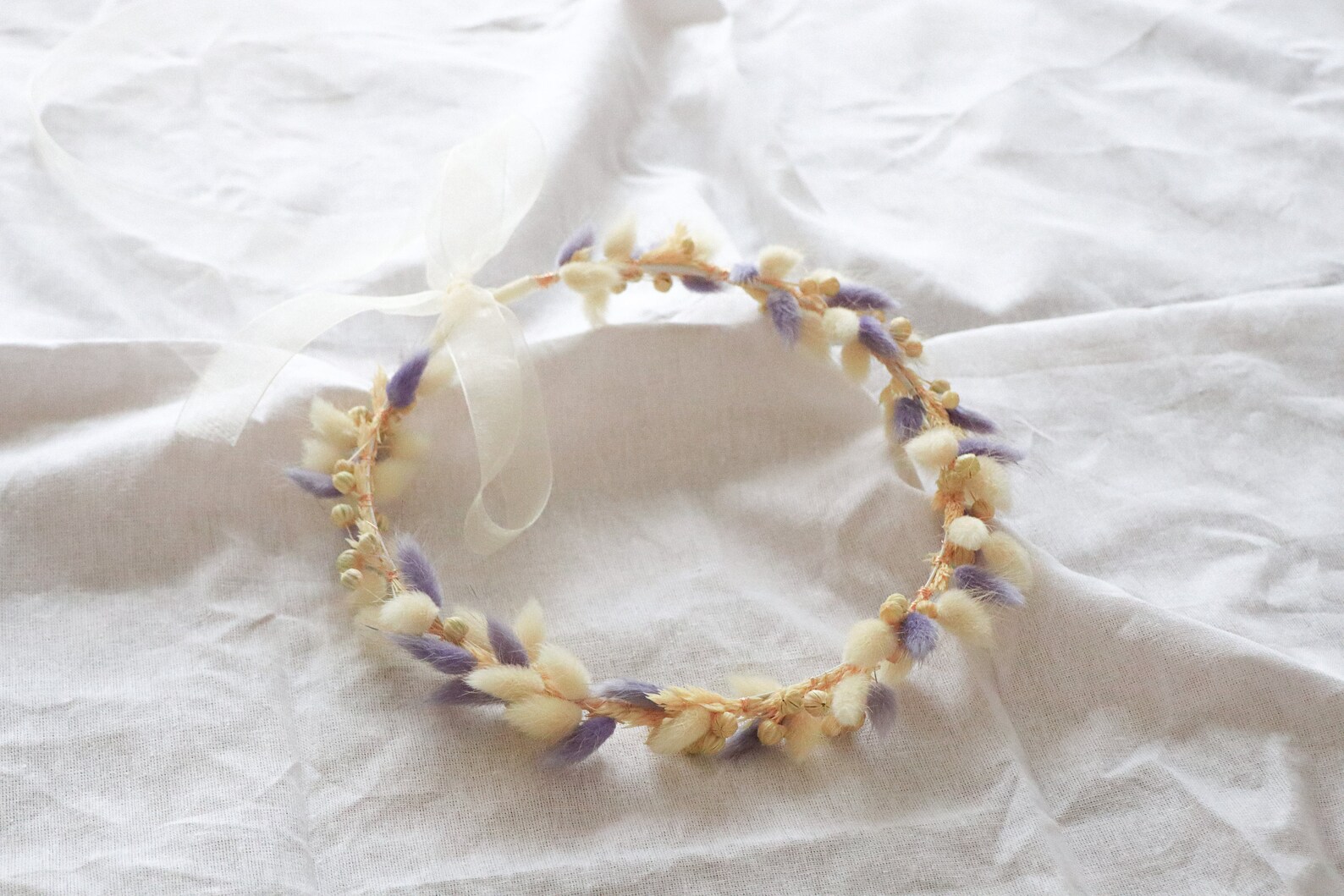 Dried Flowers Crown Bunny Tails Crown Rustic Floral Crown | Etsy