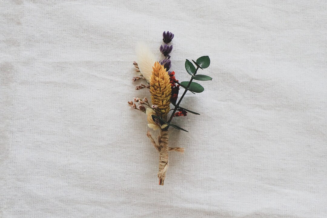 Wildflower Dried Flower Boutonniere, Rustic Boutonniere, Boho ...