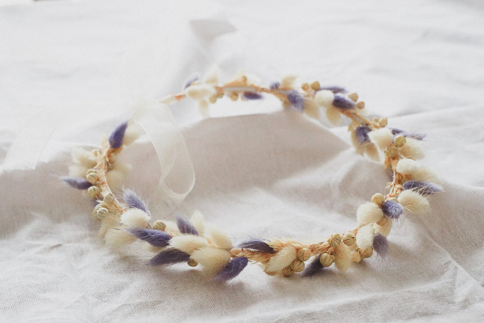 Dried Flowers Crown Bunny Tails Crown Rustic Floral Crown | Etsy