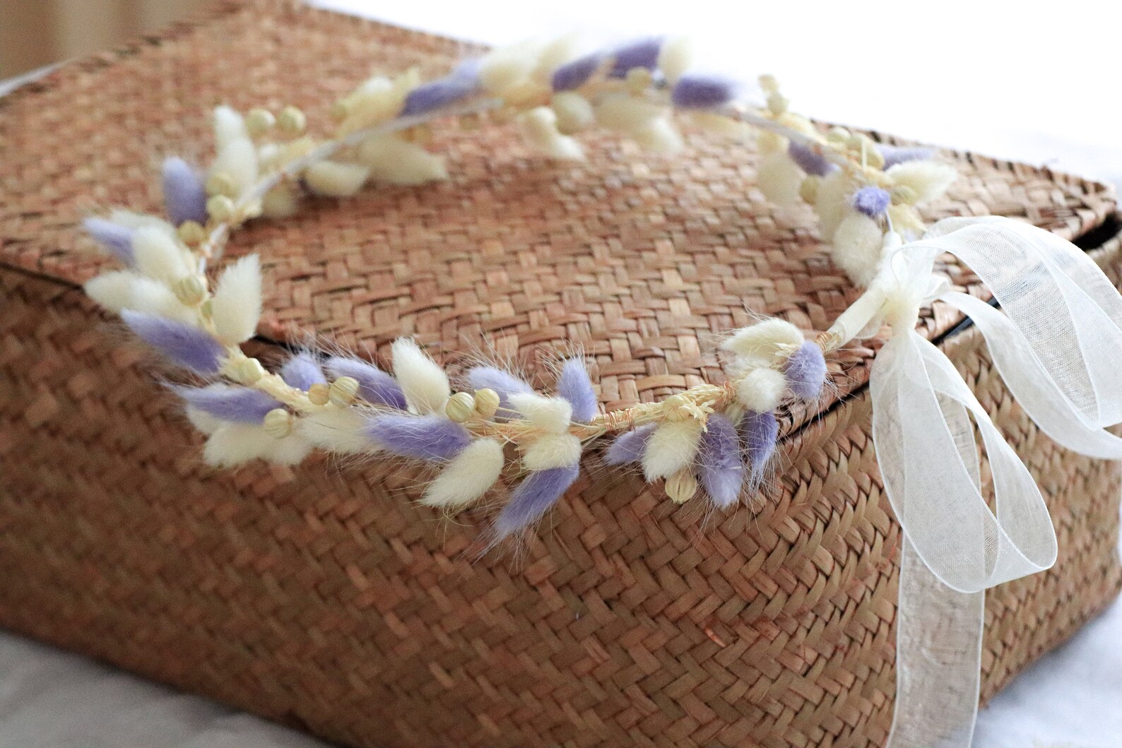 Dried Flowers Crown Bunny Tails Crown Rustic Floral Crown | Etsy