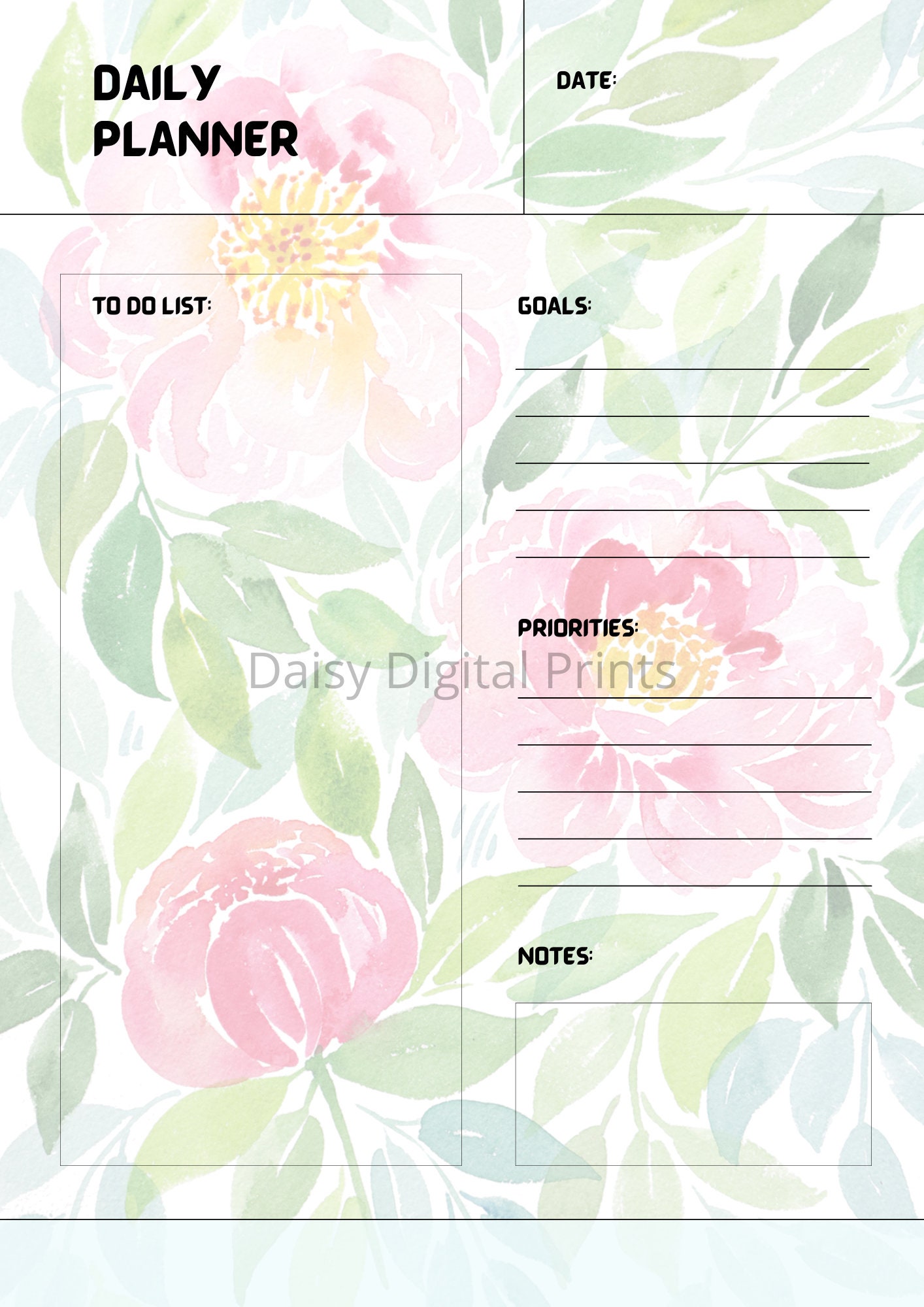 Floral Background Daily, Weekly, Monthly Printable Planner - Etsy