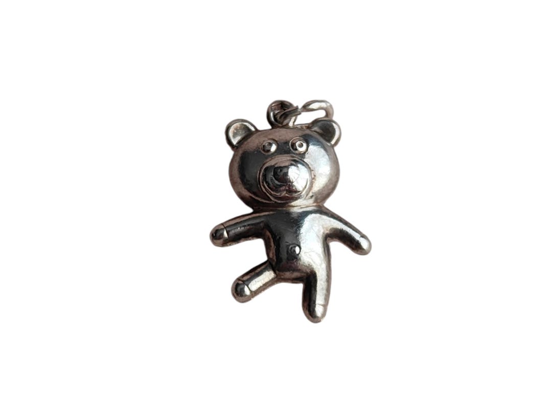 Vintage Cute Teddy Bear Silver Charm for Charm Bracelet - 835 Silver ...