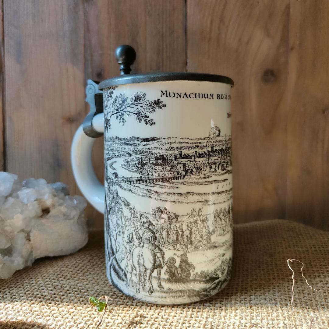 Vintage Half Liter MAN Werk Porcelain Lidded Beer Stein - Munich ...