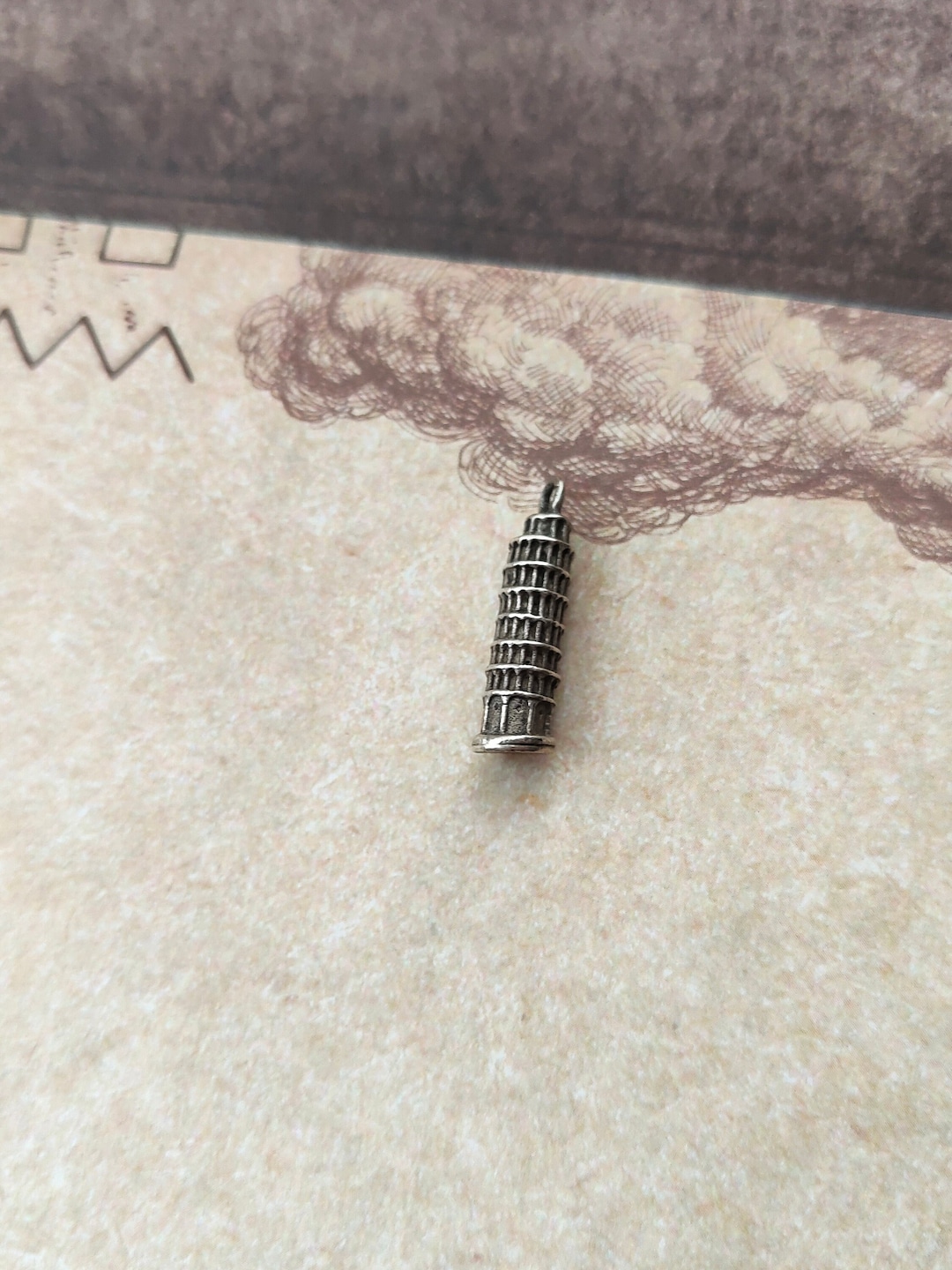 Leaning Tower of Pisa Silver Charm Bracelet Charm , Made of 800 Silver ...