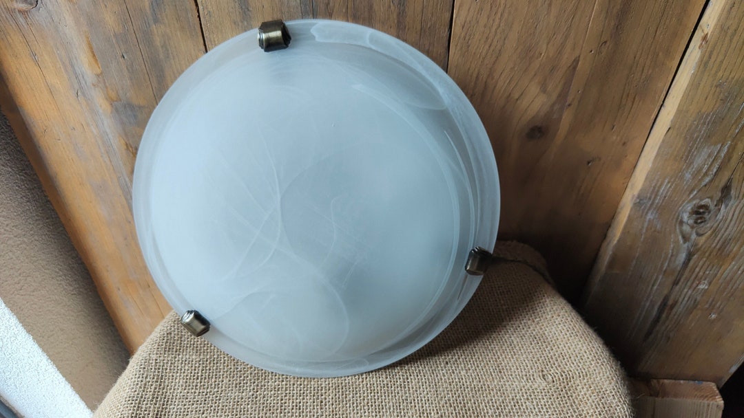 Retro Round Cloudy Glass Light, Flush Mount Wall / Ceiling Sconce ...