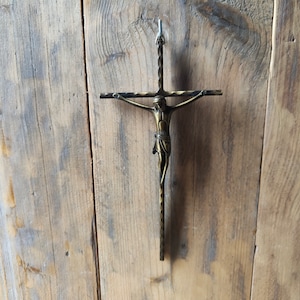 Wall Hanging Crucifix Made of Metal, Brass Colored and Decorated ...