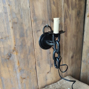 Vintage Brutalist Black Metal Chain Wall Sconce - E14 Bulb Fitting ...