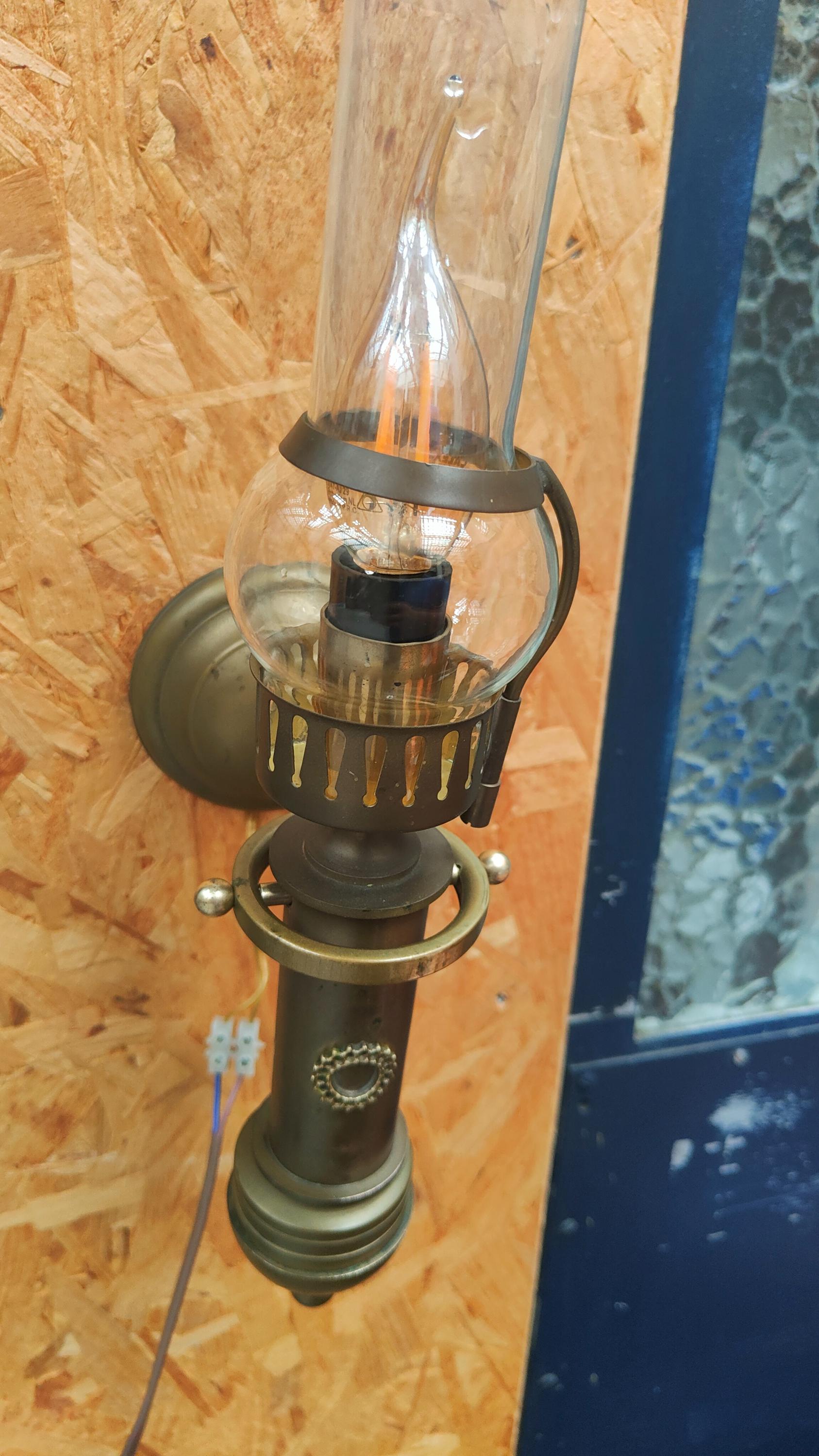 Antique Nautical Ship Gimbal Sconce, Solid Brass and Glass Shade, E14 ...