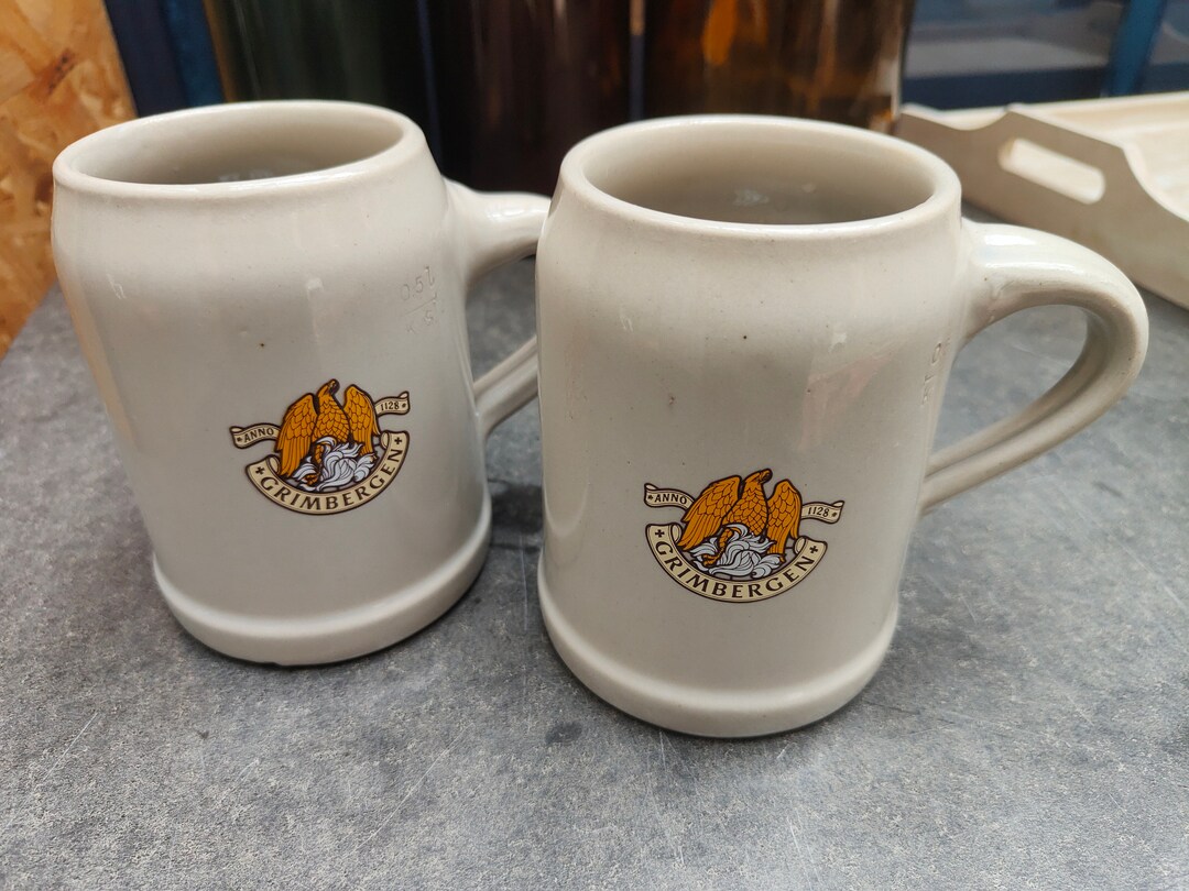 Set of Half Liter Beer Steins Grimbergen for Recreatiecentra Nederland ...