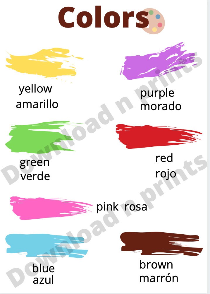Spanish & English Learn Colors in English and Spanish - Etsy