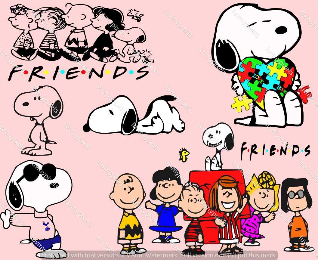 Snoopy Charlie Brown Svg And Png Autism Silhouette Cricut Etsy