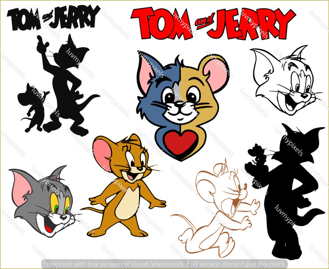 Tom & Jerry Clip Art SVG and PNG File Cricut Silhouette | Etsy