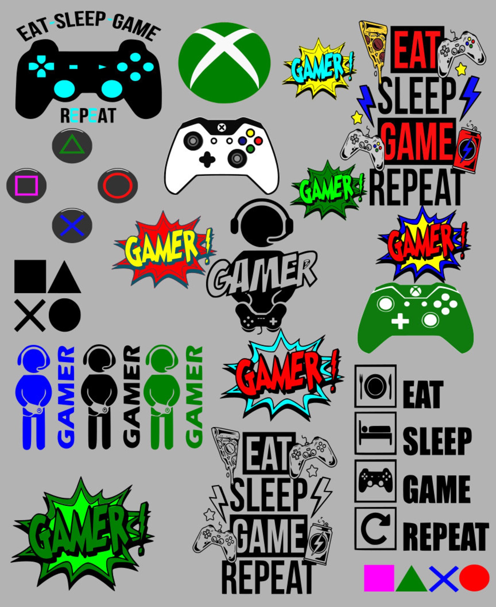 Gaming SVG PNG Bundle video games consoles. Decals | Etsy