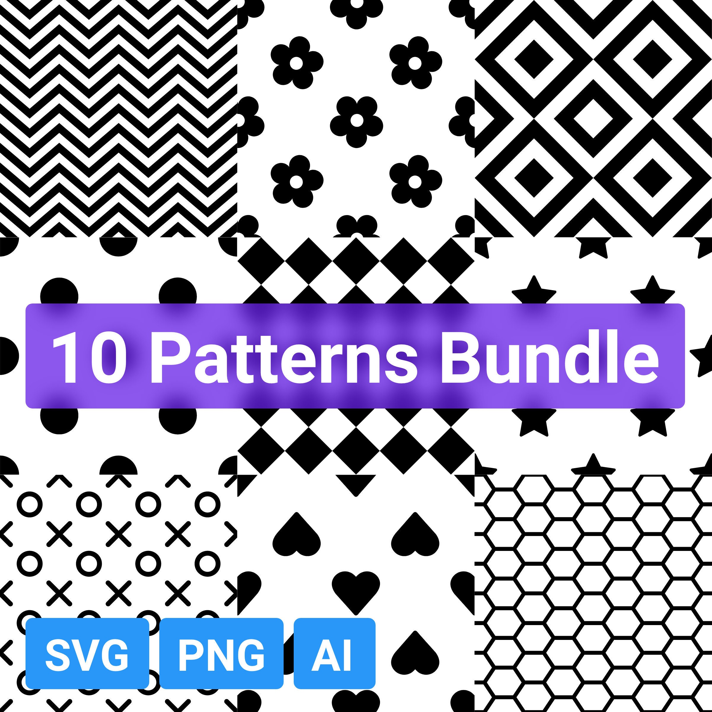 10 patrones SVG Bundle patrón abstracto geométrico sin - Etsy España