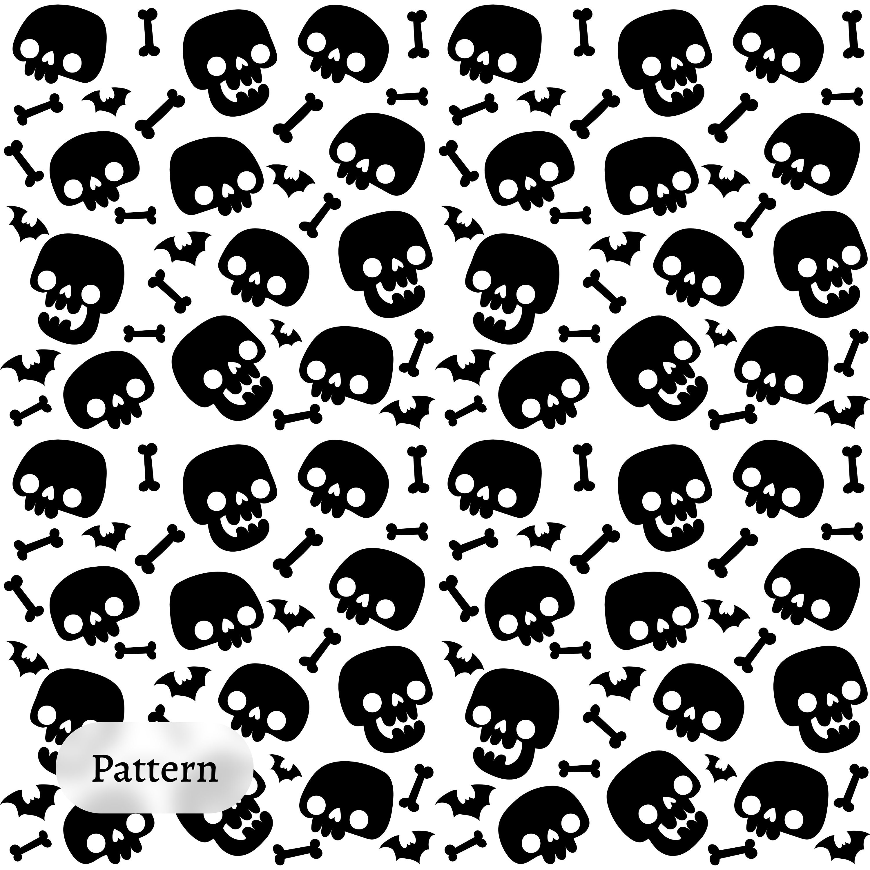Seamless Halloween Pattern SVG, Skull Pattern, Bones Pattern, Skulls ...