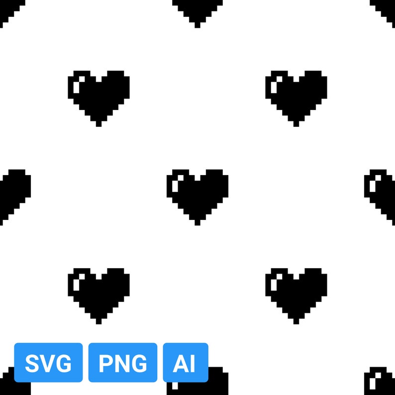 Pixel Heart Pattern SVG Love Pattern Valentine's Day | Etsy