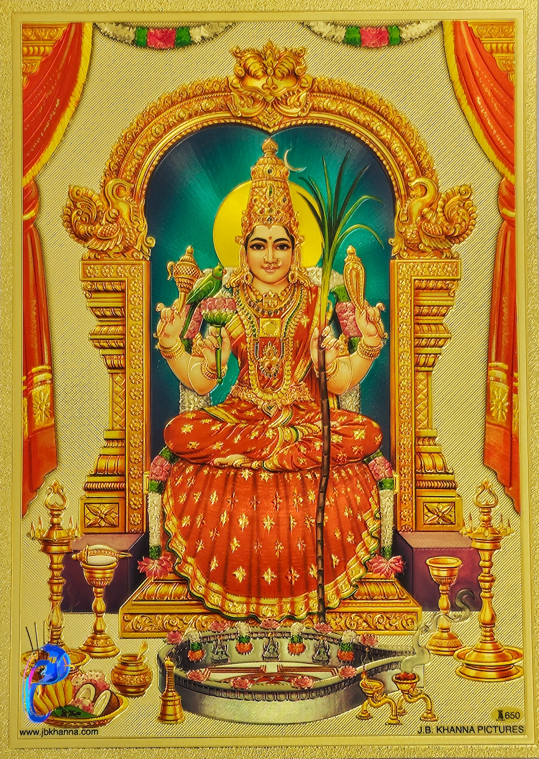 Picture/ Raja Rajeshwari Devi/ Gold Foil Picture/ Puja Item/ Gifting ...