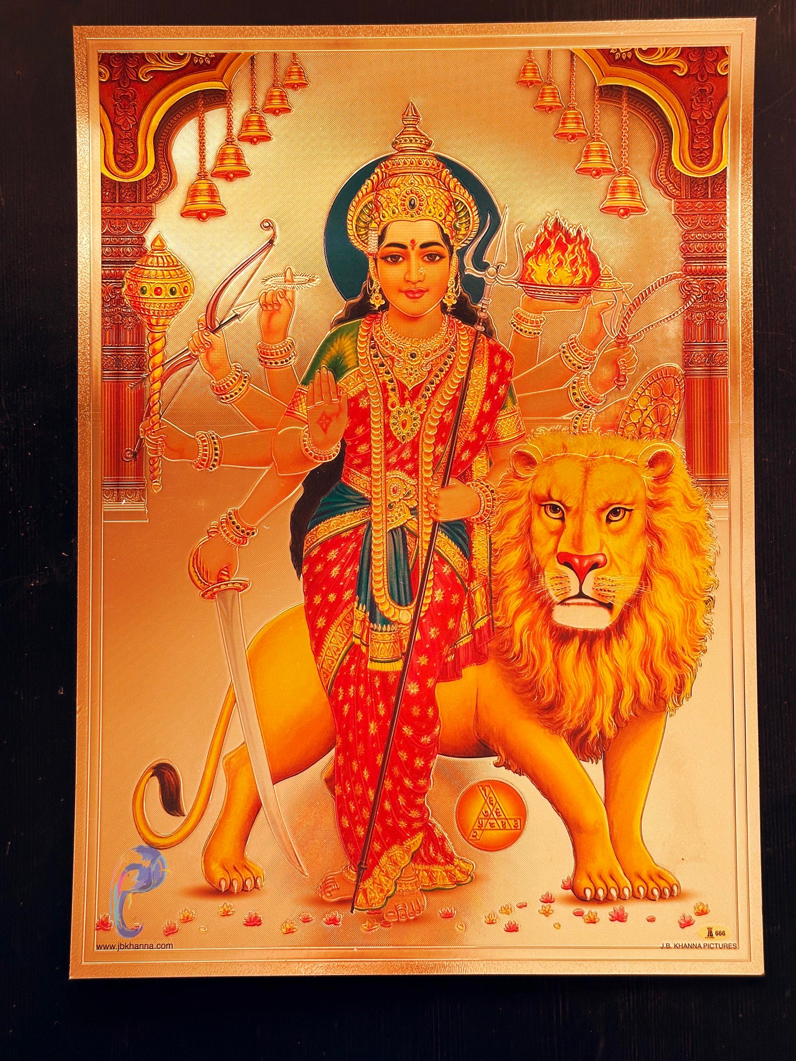 Durga Matha/ Simha Vahanam/ Gold Foil Picture/ Frames/ Photo/ God ...